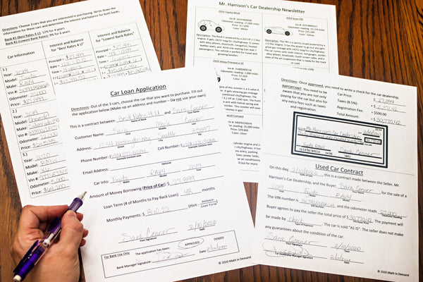 Simple Interest Activity (Buying a Car) - Math in Demand