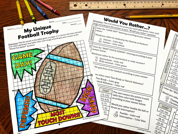 Would You Rather Football Trophy Plotting Points in the Coordinate Pla ...