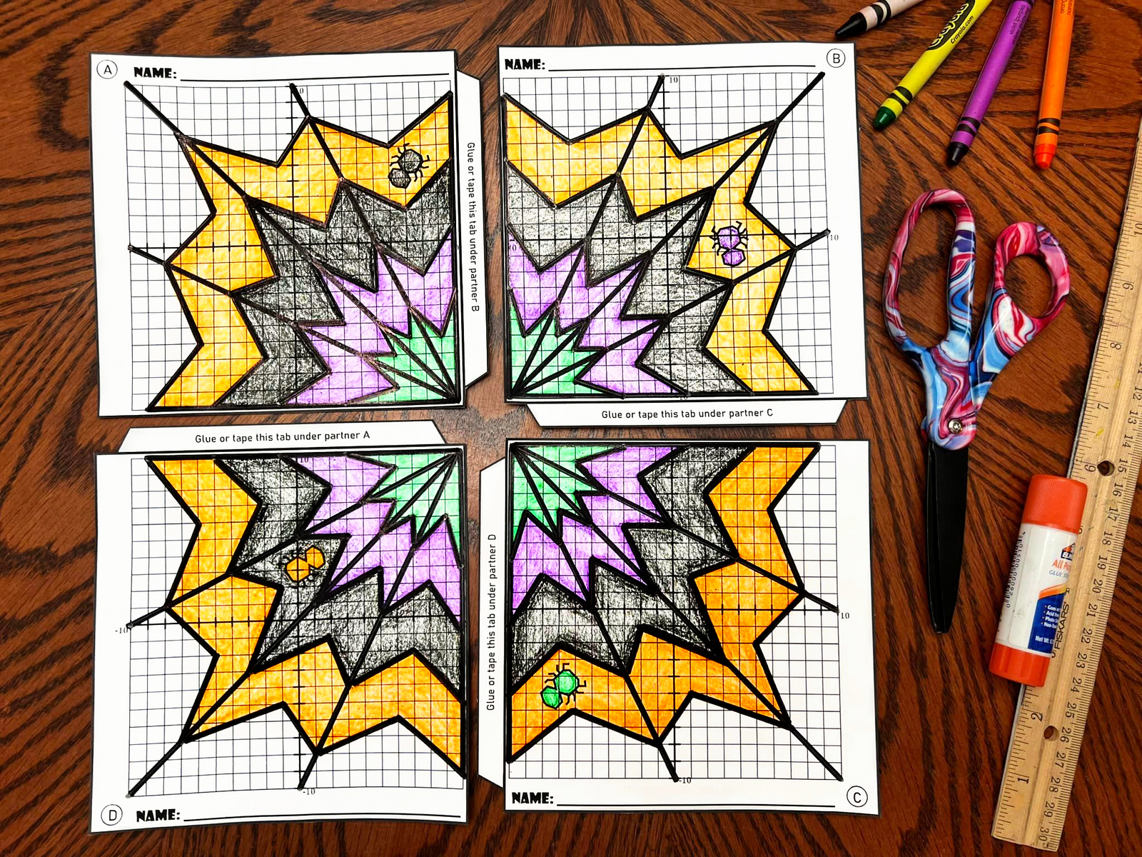 Halloween Mystery Graph Group Activity Spider - Math in Demand