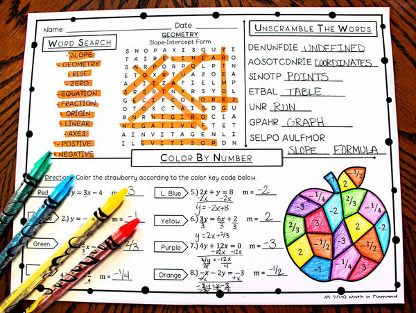 Middle School Math Early Finishers Perfect for Sub Days, Homework, or ...
