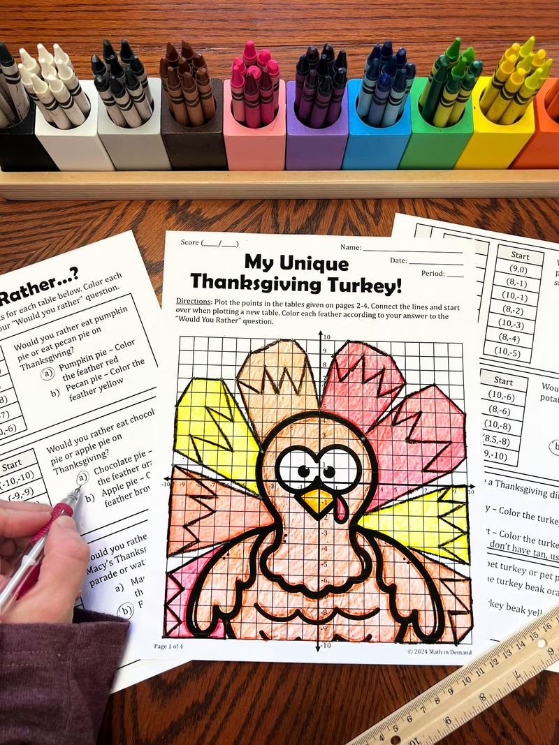 Would You Rather Fall Thanksgiving Turkey Plotting Points in Coordinat ...