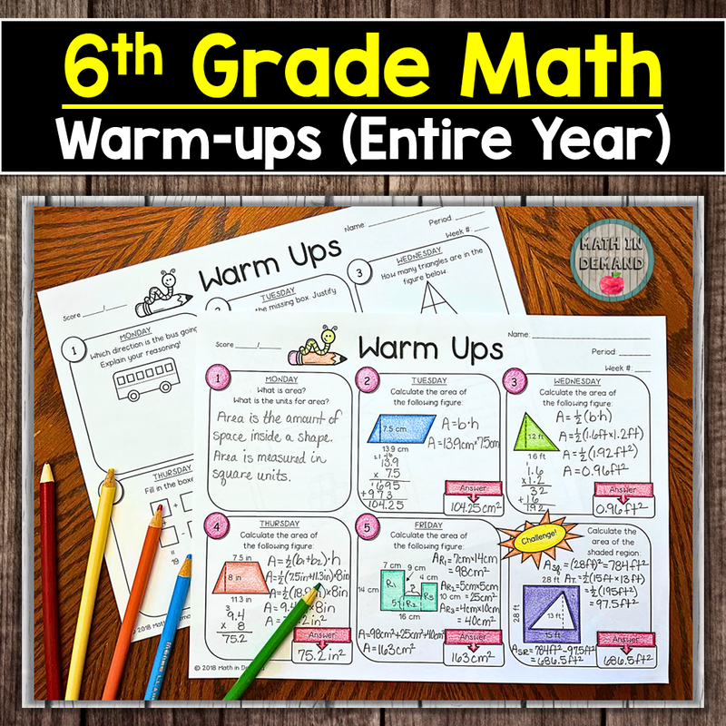 6th Grade Math Warm-ups - Math in Demand