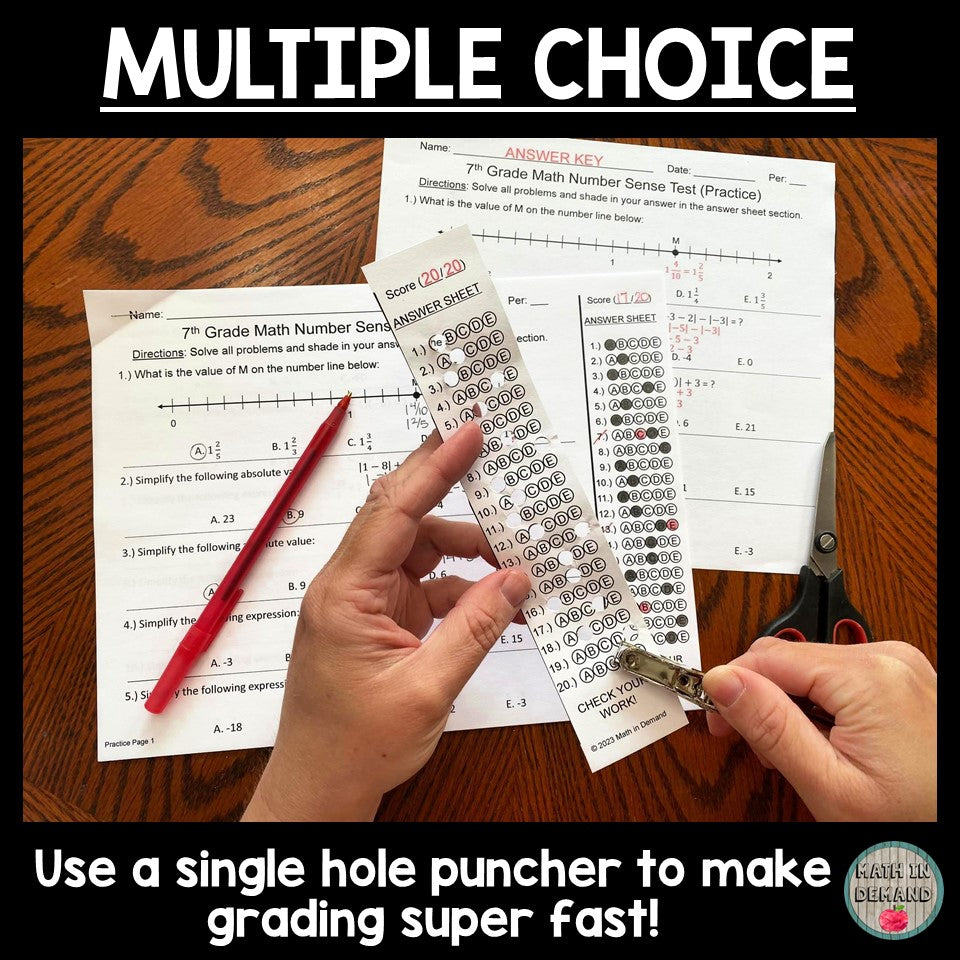 Multiple Choice Math Test Multiple Choice Math Test
