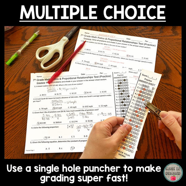 7th Grade Math Ratios & Proportional Relationships Multiple Choice Ass ...