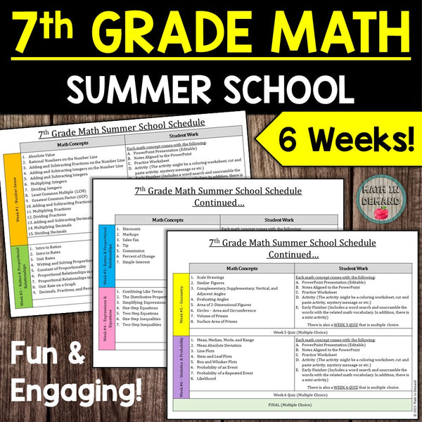 7th Grade Math Summer School 6 Week Program - Math in Demand