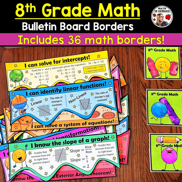 8th Grade Math Bulletin Board Borders - Math in Demand
