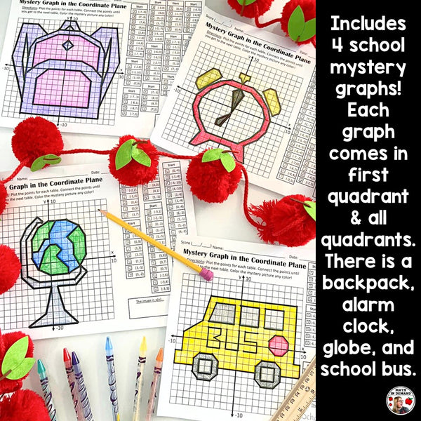 Back to School Mystery Graphs - Math in Demand