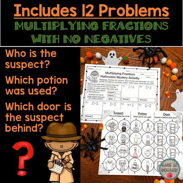Halloween Multiplying Fractions Mystery Activity - Math in Demand