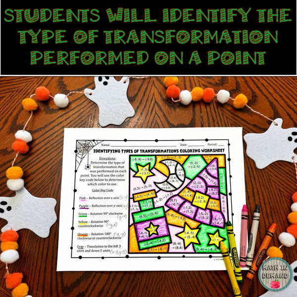 Halloween Transformations Coloring Worksheet - Math in Demand