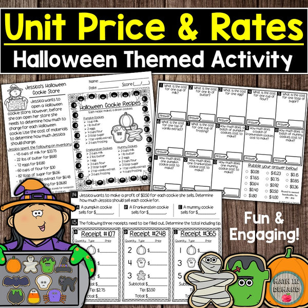 Unit Price & Rates Halloween Cookie Store - Math in Demand