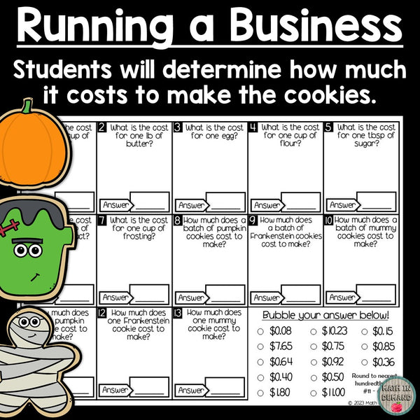 Unit Price & Rates Halloween Cookie Store - Math in Demand