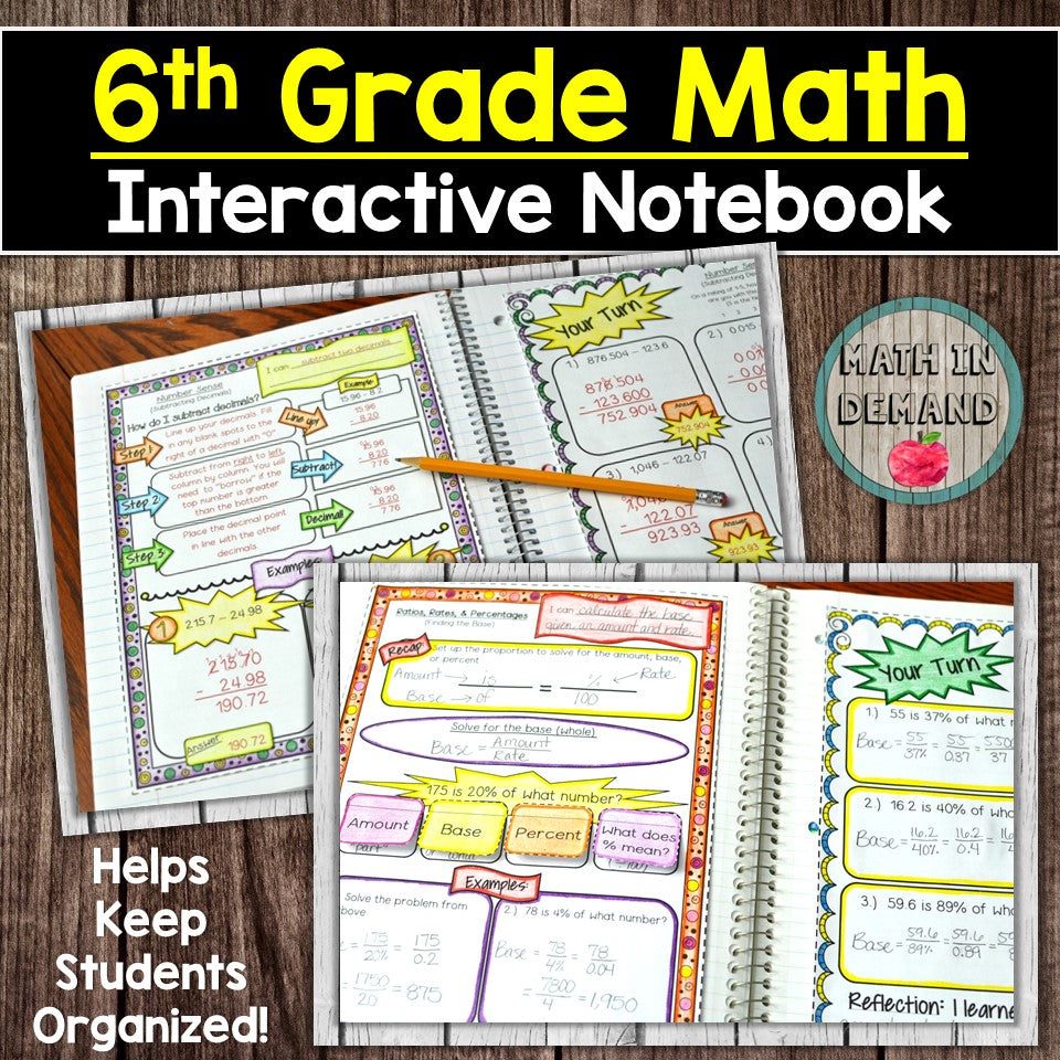 6th Grade Math Interactive Notebook - Math in Demand