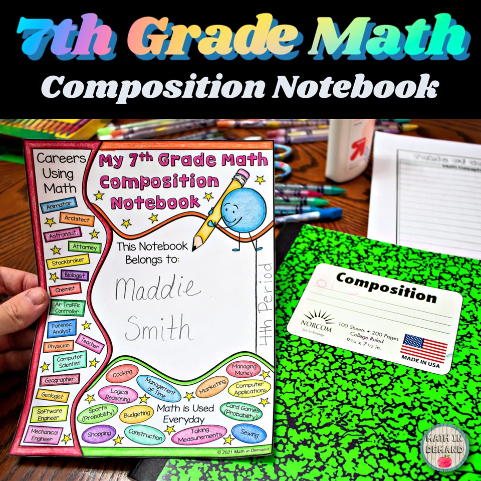 7th Grade Math Composition Notebook - Math in Demand