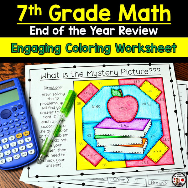 7th Grade Math End of Year Review Coloring Worksheet - Math in Demand