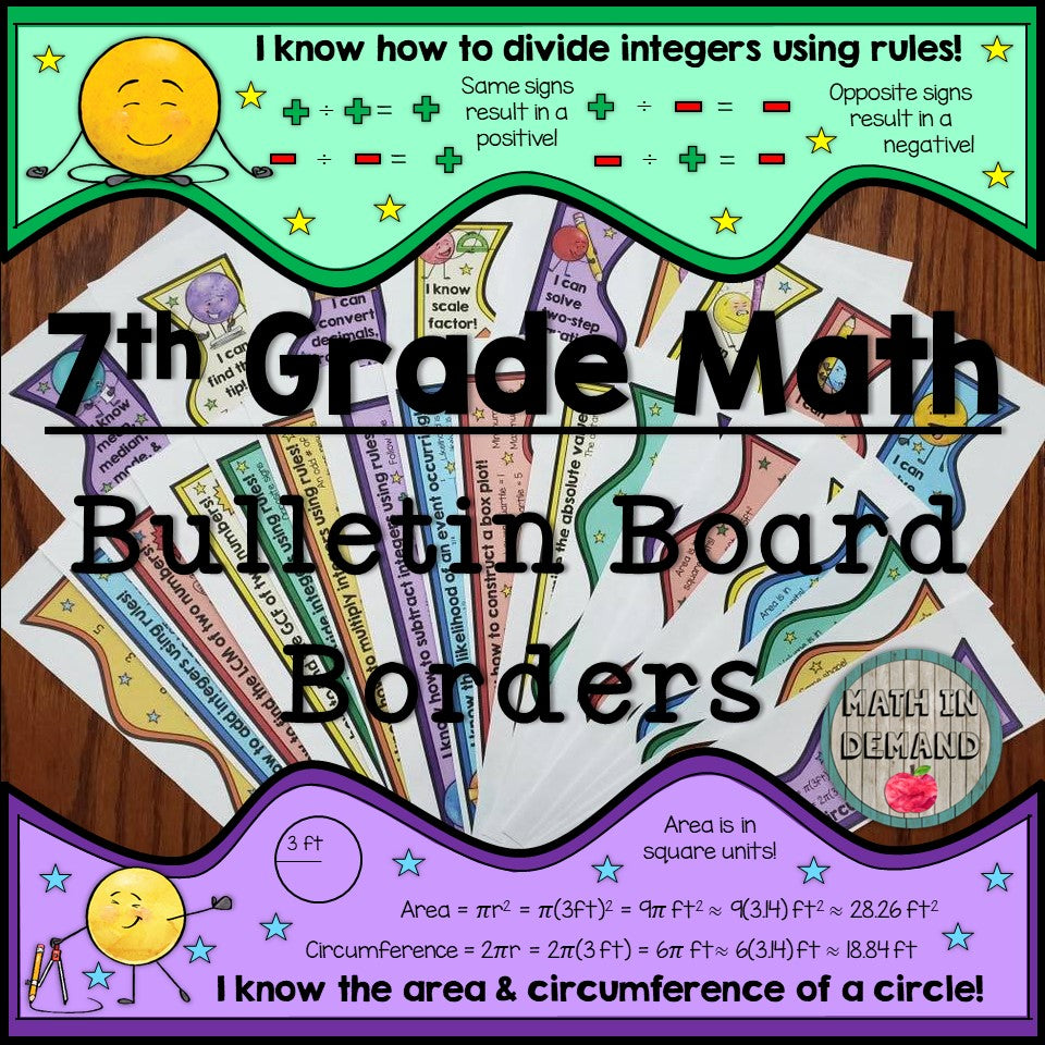 7th Grade Math Bulletin Board Borders - Math in Demand