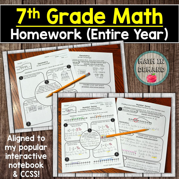 6th, 7th, and 8th Grade Math Homework Bundle - Math in Demand