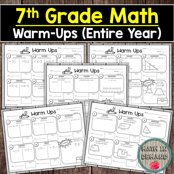 6th, 7th, and 8th Grade Math Warm-Ups Bundle - Math in Demand