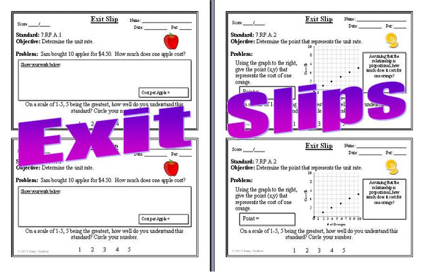 7th Grade Math Exit Slips - Math in Demand