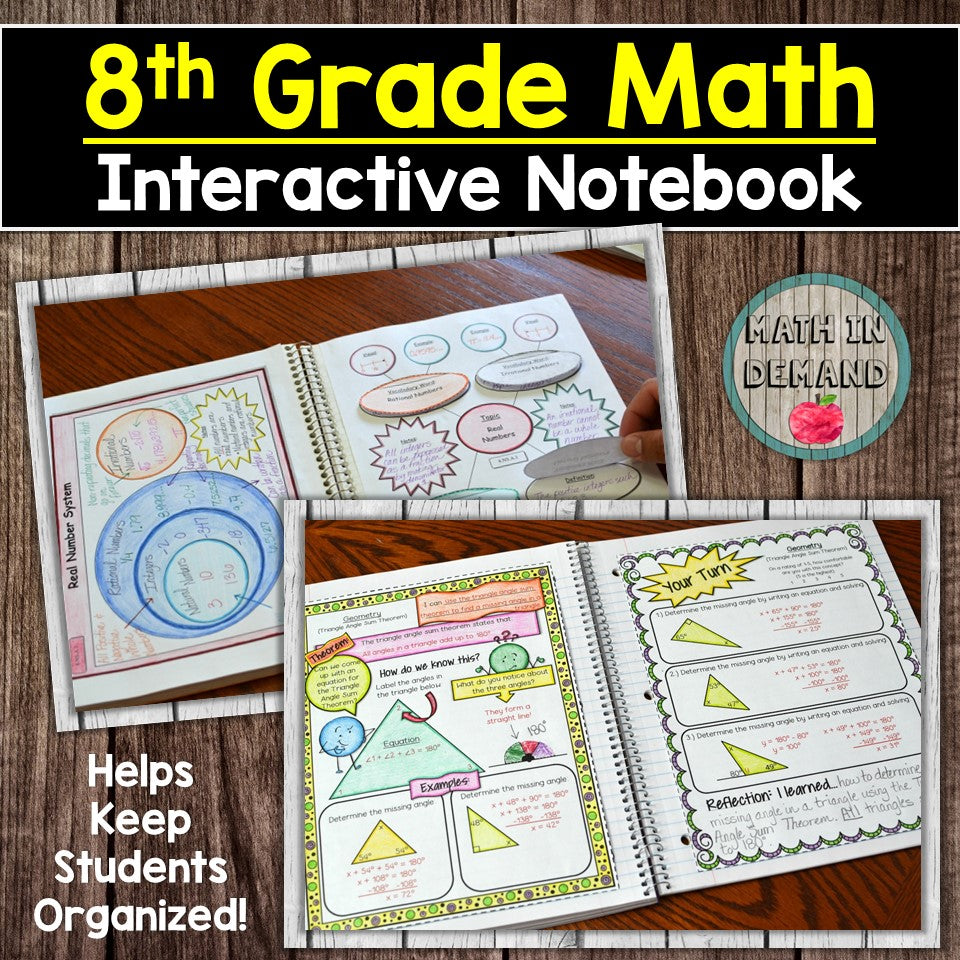 8th Grade Math Interactive Notebook - Math in Demand