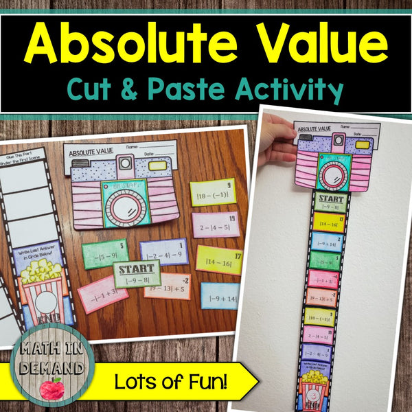 Absolute Value Cut & Paste Activity for Bulletin Boards - Math in Demand