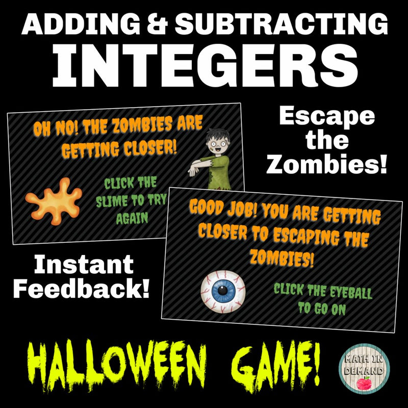 Adding & Subtracting Integers Halloween Game in Google Slides - Math in ...
