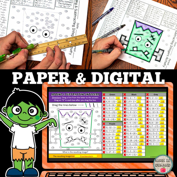 Adding & Subtracting Integers Letter to Number Halloween Activity ...