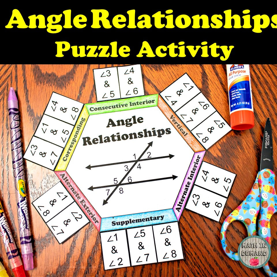 Angle Relationships Puzzle Activity Great for Math Notebooks DIGITAL ...