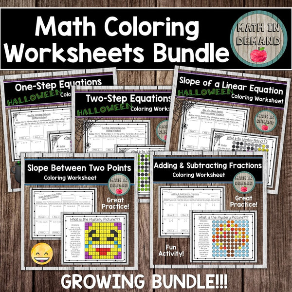 Math Coloring Worksheets Bundle - Math in Demand