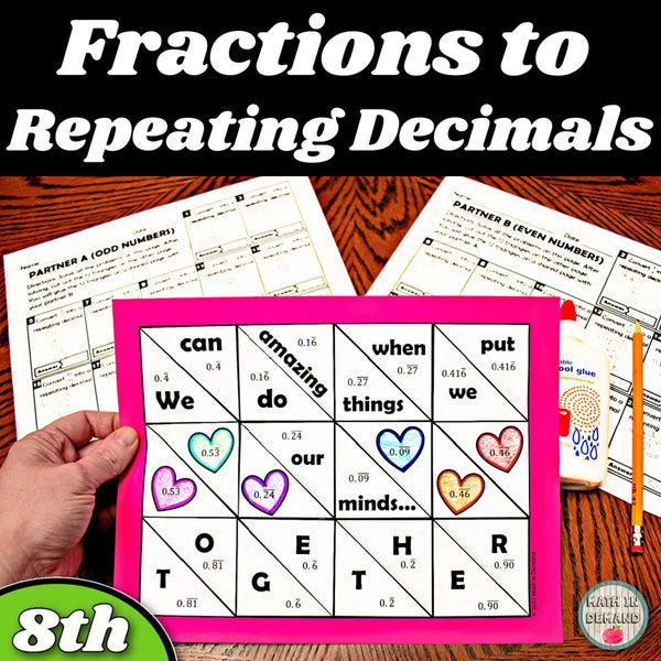 Converting Fractions into Repeating Decimals Cut & Paste Hidden Messag ...