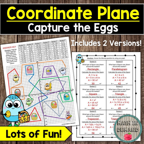 Area of Polygons in the Coordinate Plane Easter Version (Capture the E ...