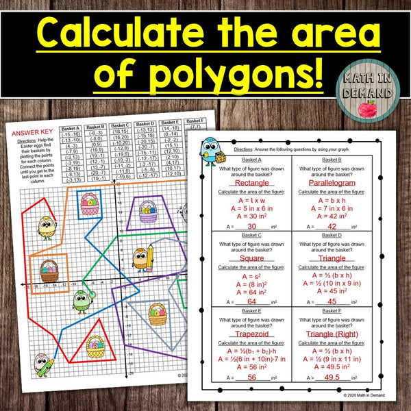 Area of Polygons in the Coordinate Plane Easter Version (Capture the E ...