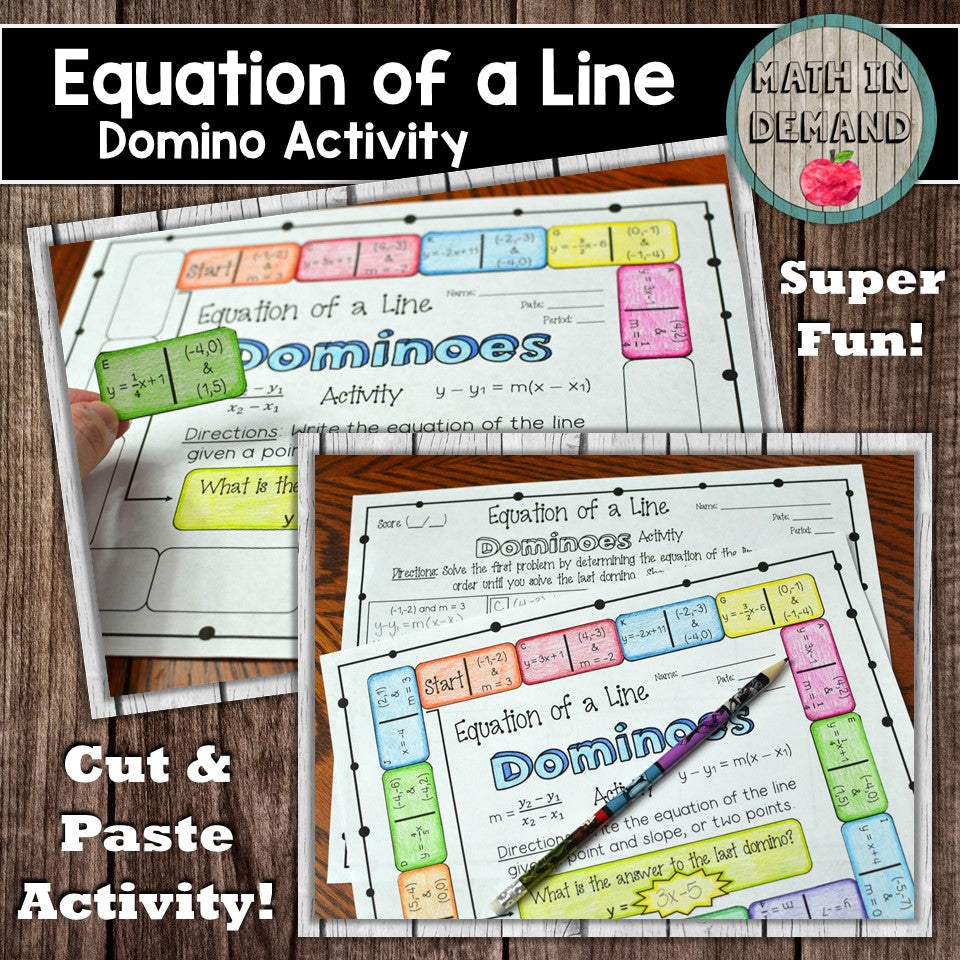 Equation of a Line Dominoes Activity - Math in Demand