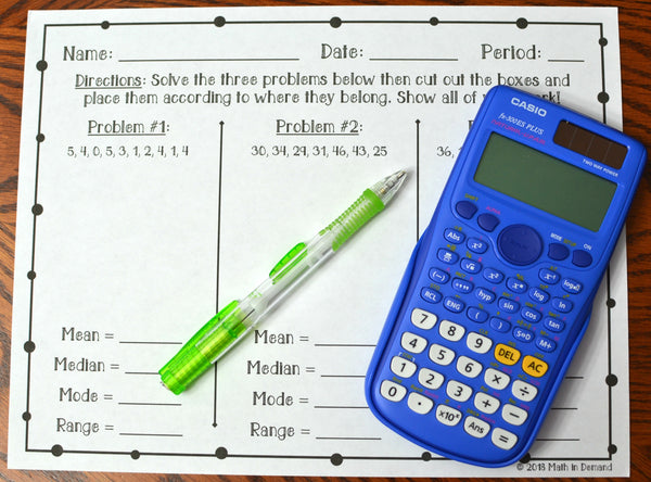 Mean, Median, Mode, and Range Card Sort Activity - Math in Demand