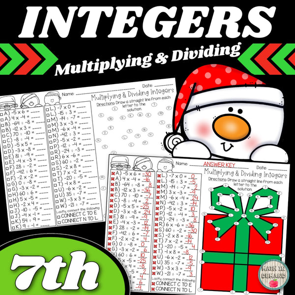 Multiplying and Dividing Integers Letter to Number Christmas 7th Grade ...