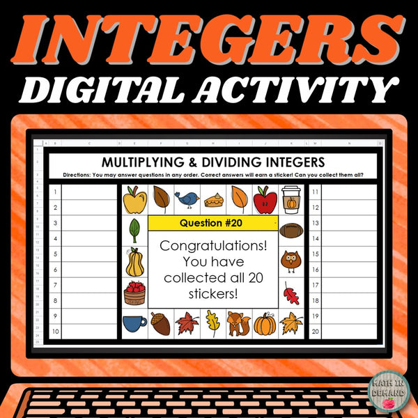 Multiplying & Dividing Integers Digital Sticker Activity in Google She ...