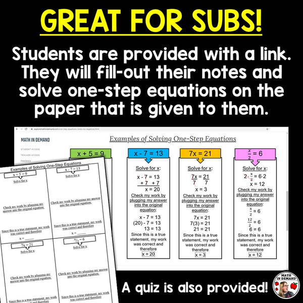 One-Step Equations Webquest (Positives Only) - Math in Demand