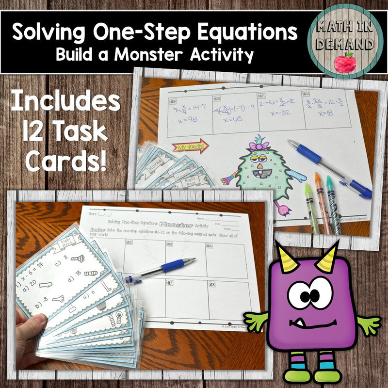 Solving One-Step Equations (Build a Monster) Activity - Math in Demand