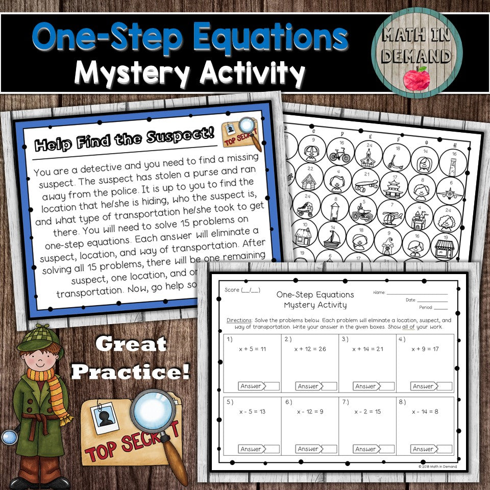 One-Step Equations Mystery Activity - Math in Demand
