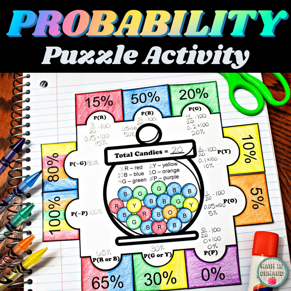 Probability Puzzle Activity Great for Math Interactive Notebooks - Math ...
