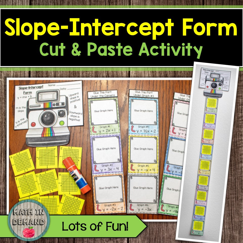 Slope-Intercept Form Cut & Paste Activity for Bulletin Boards - Math in ...