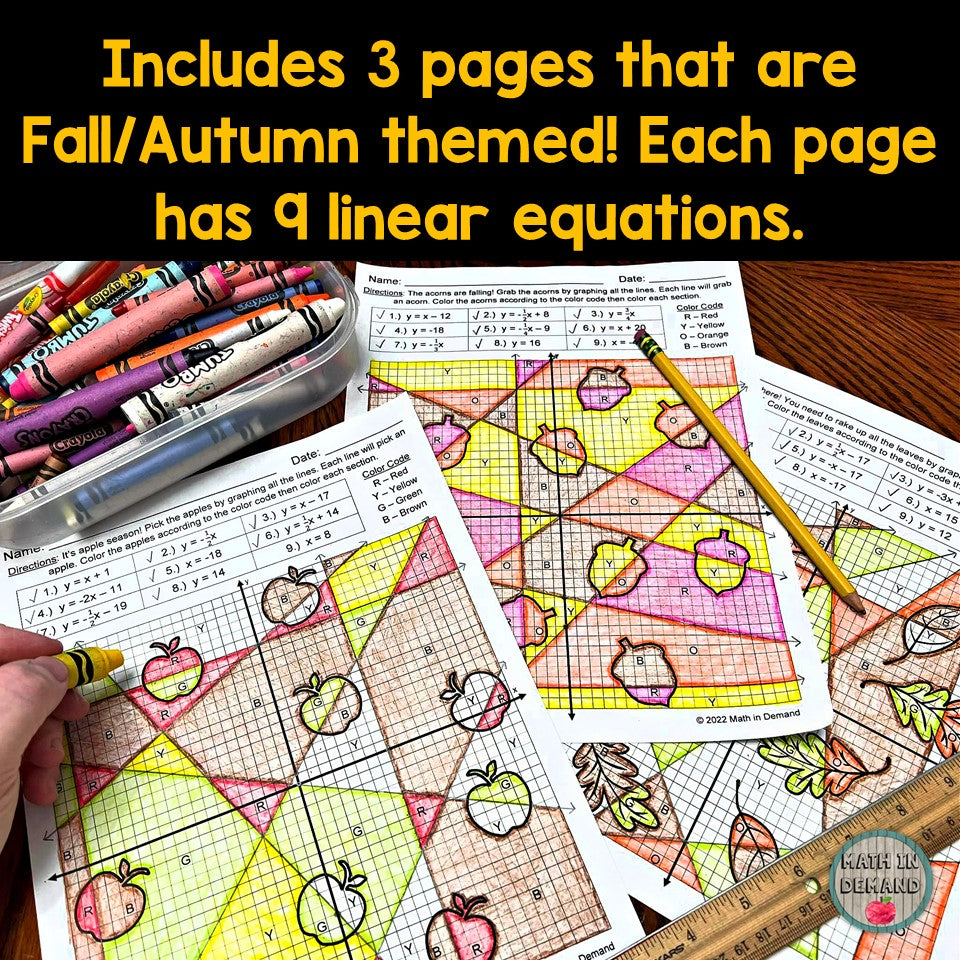 Slope-Intercept Form on a Graph Fall Autumn Stained Glass Activities ...