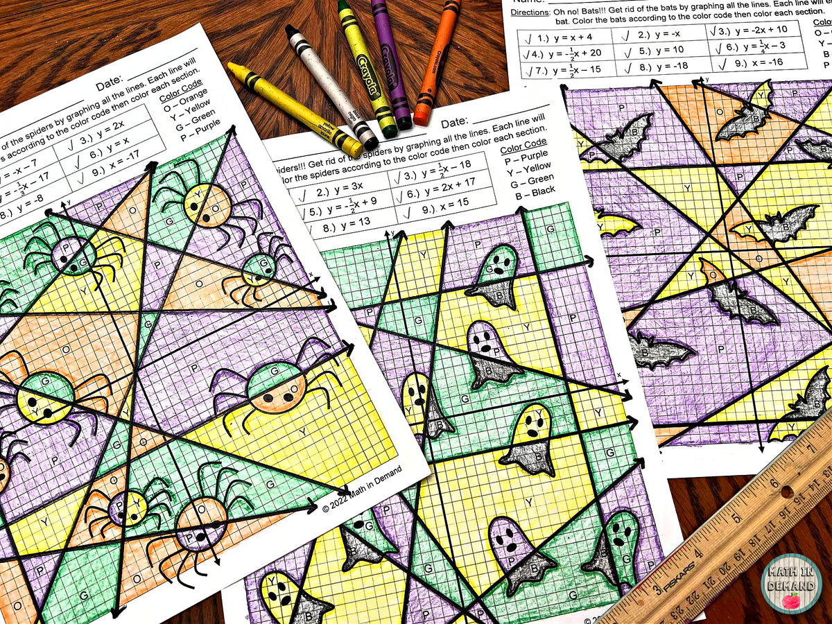 Slope-Intercept Form on a Graph Halloween Stained Glass Activities ...