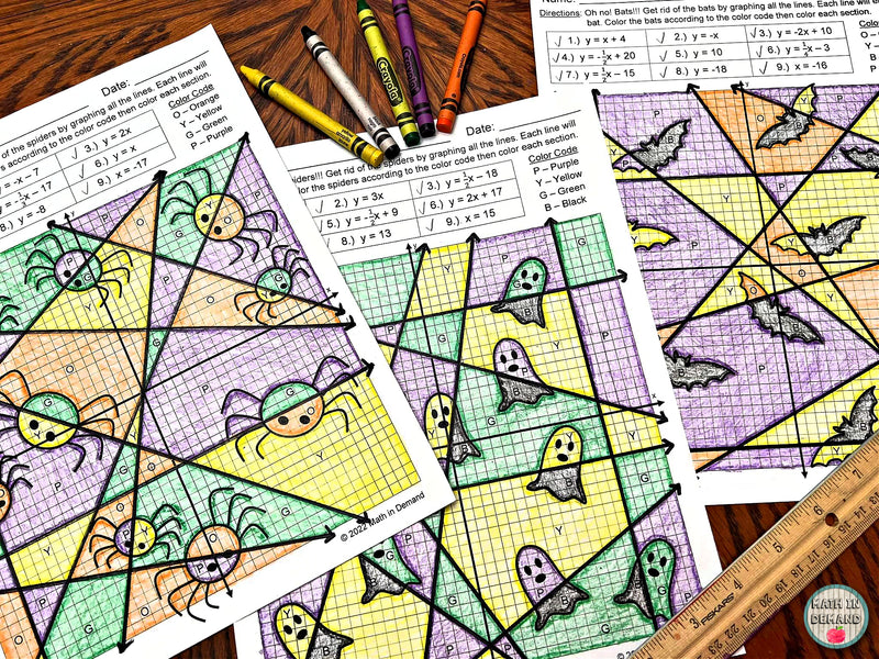 Slope-Intercept Form on a Graph Halloween Stained Glass Activities ...