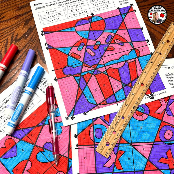 Slope-Intercept Form on a Graph Valentine's Day Stained Glass Activiti ...