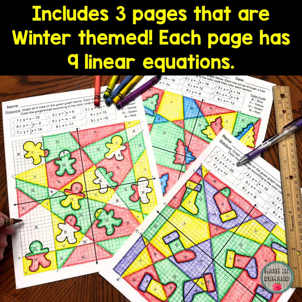 Slope-Intercept Form on a Graph Christmas Stained Glass Activities ...