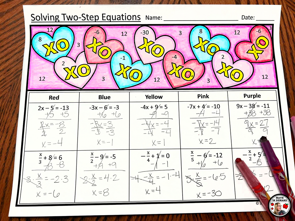 Solving Equations Coloring Worksheets (Two-Step, Multi-Step, & Variabl ...