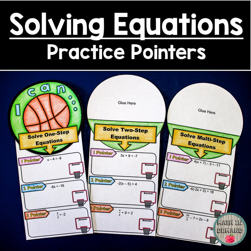 Solving Equations Practice Pointers (One-Step, Two-Step, & Multi-Step ...