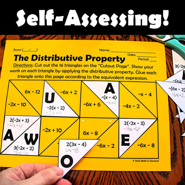 The Distributive Property Cut & Paste Hidden Message Activity - Math in ...