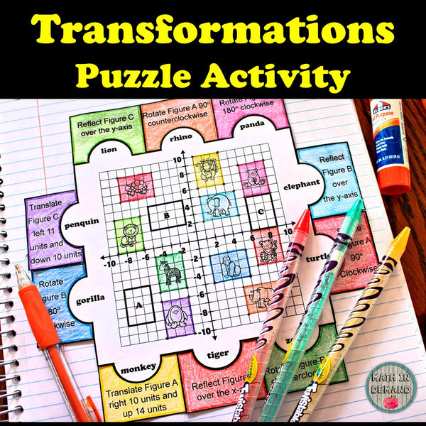 Transformations Capture the Zoo Animals Puzzle Activity Great for Math ...