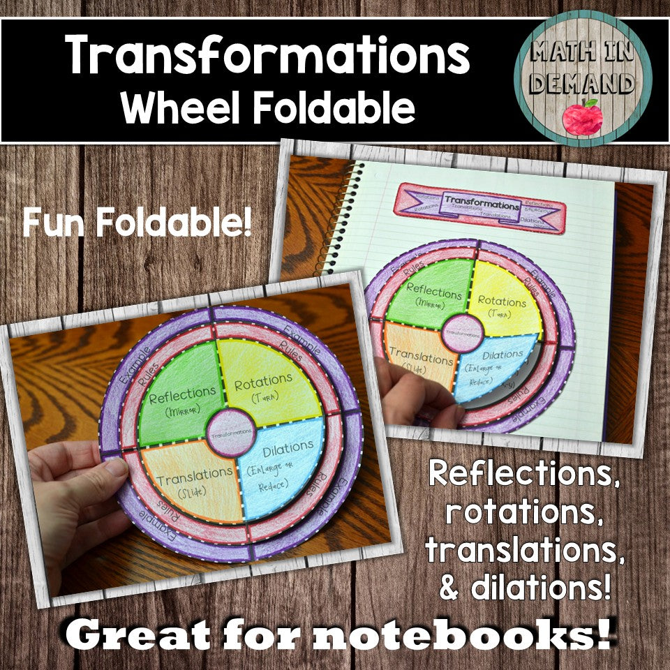 Transformations Wheel Foldable Reflections Rotations Translations Dila ...